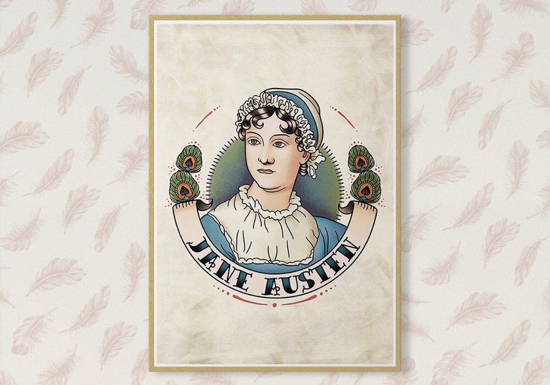 Jane Austen Portrait Printable Literary Art Print Large, Literature ...