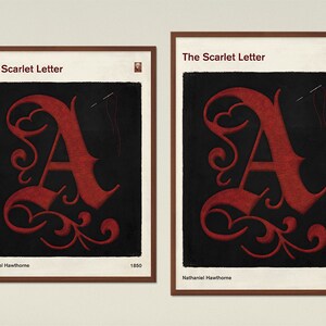 The Scarlet Letter - Large Literary Book Cover Print, Bookish Gift ...