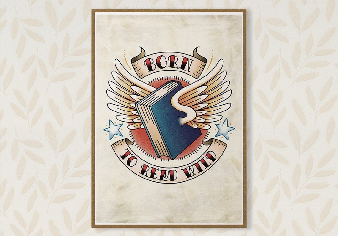 Born to Read Wild Printable Reading Art Print Large, Reading Quotes ...