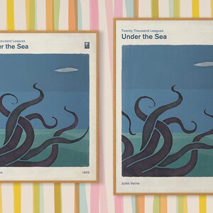 Twenty Thousand Leagues Under the Sea; Large Literary Cover Book Poster ...