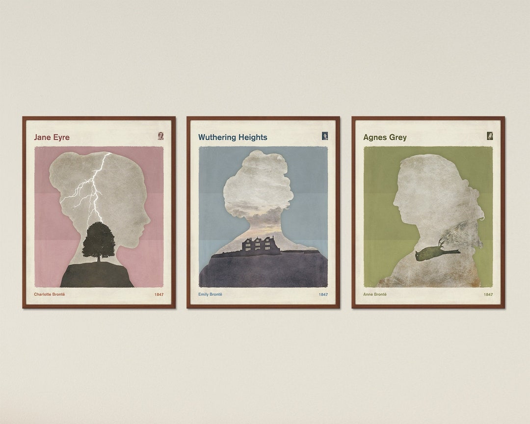 Brontë Sisters Set of 3 Prints Medium Size Literary Posters, Classic ...