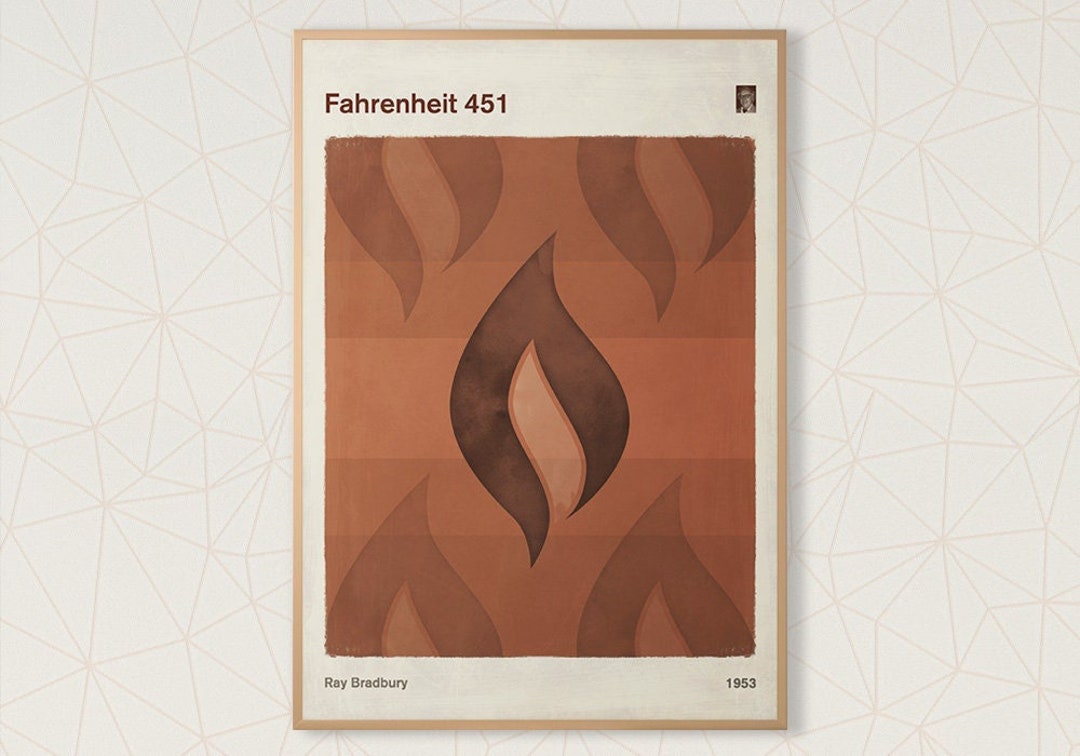 Ray Bradbury Fahrenheit 451, Literary Book Cover Poster Large ...