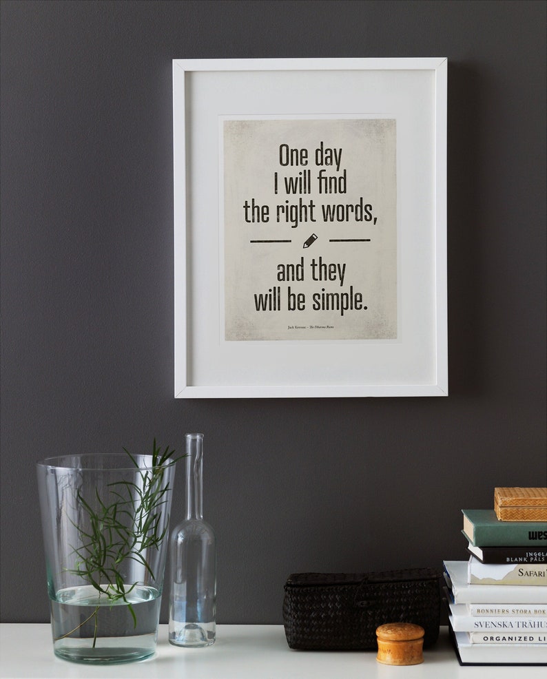 Jack Kerouac "right Words" - Small Literature Quote Poster, Literary ...