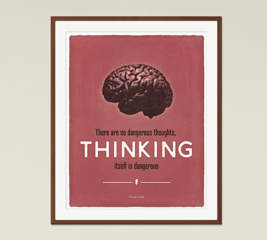Hannah Arendt "thinking" Red - Inspirational Hipster Quote Print Medium ...