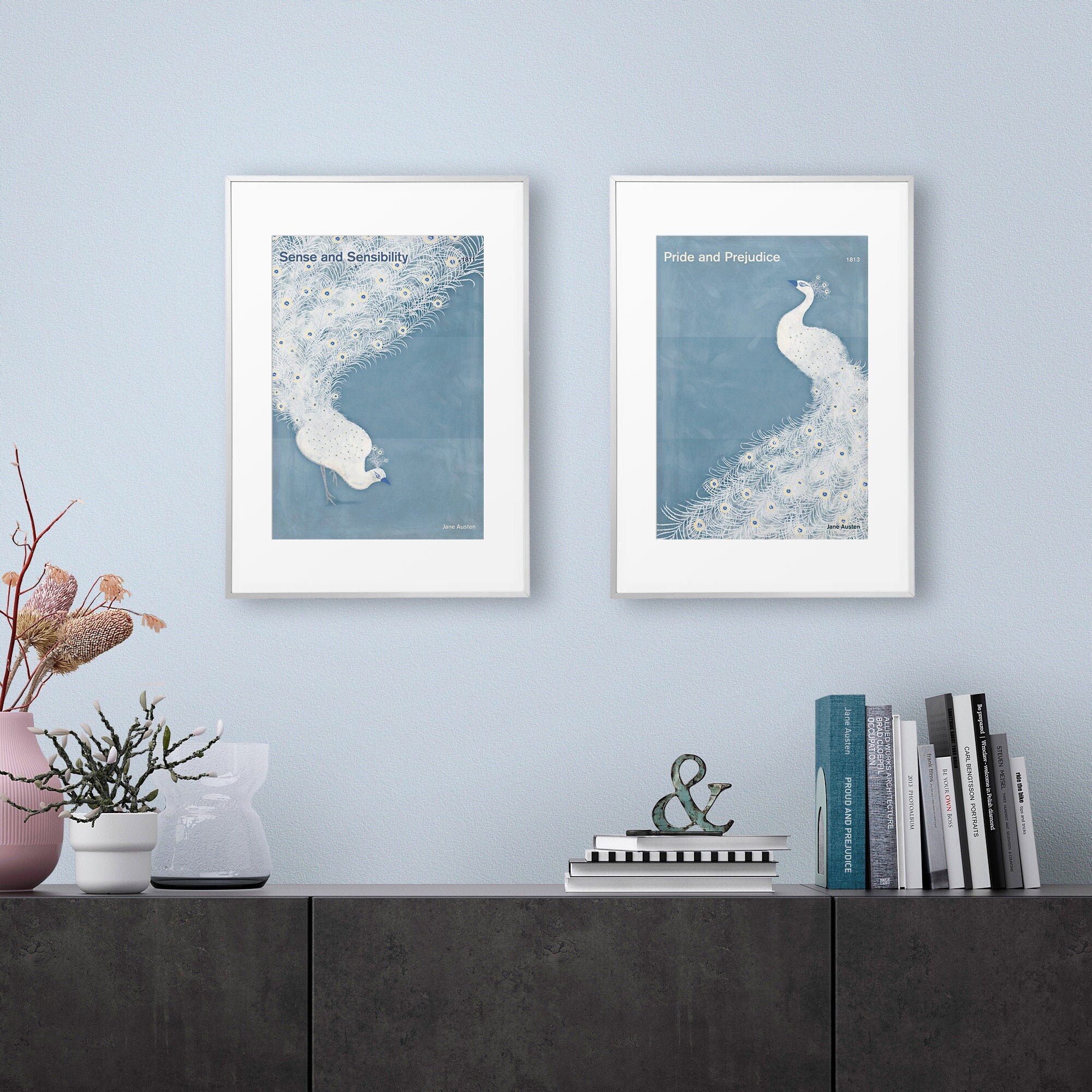Jane Austen Duo Medium book cover posters literary art | Etsy