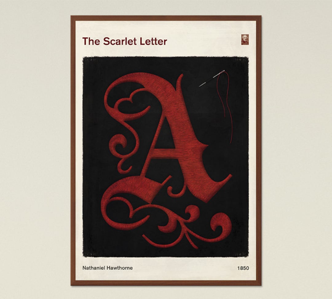 The Scarlet Letter - Large Literary Book Cover Print, Bookish Gift ...