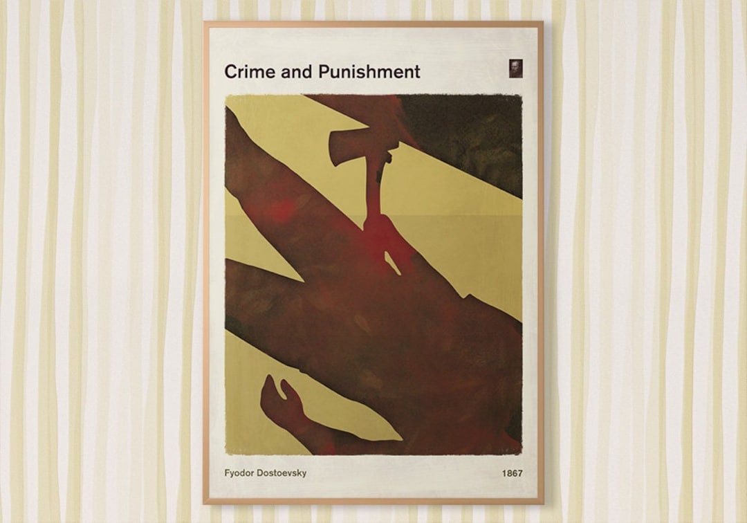 Dostoevsky Crime and Punishment, Literary Book Cover Poster Large, Book ...