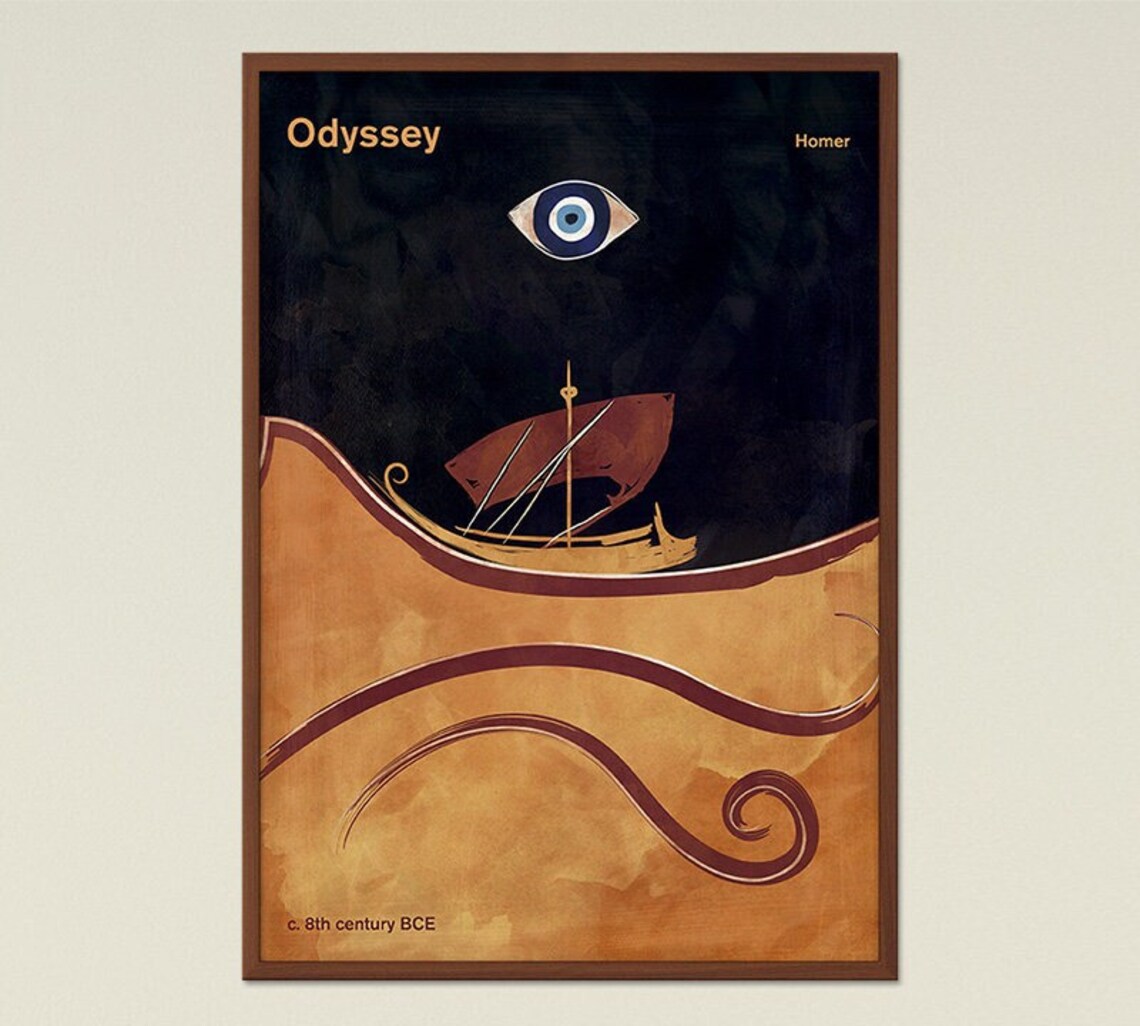 Homer Odyssey Large Classic Literature Book Cover Print | Etsy