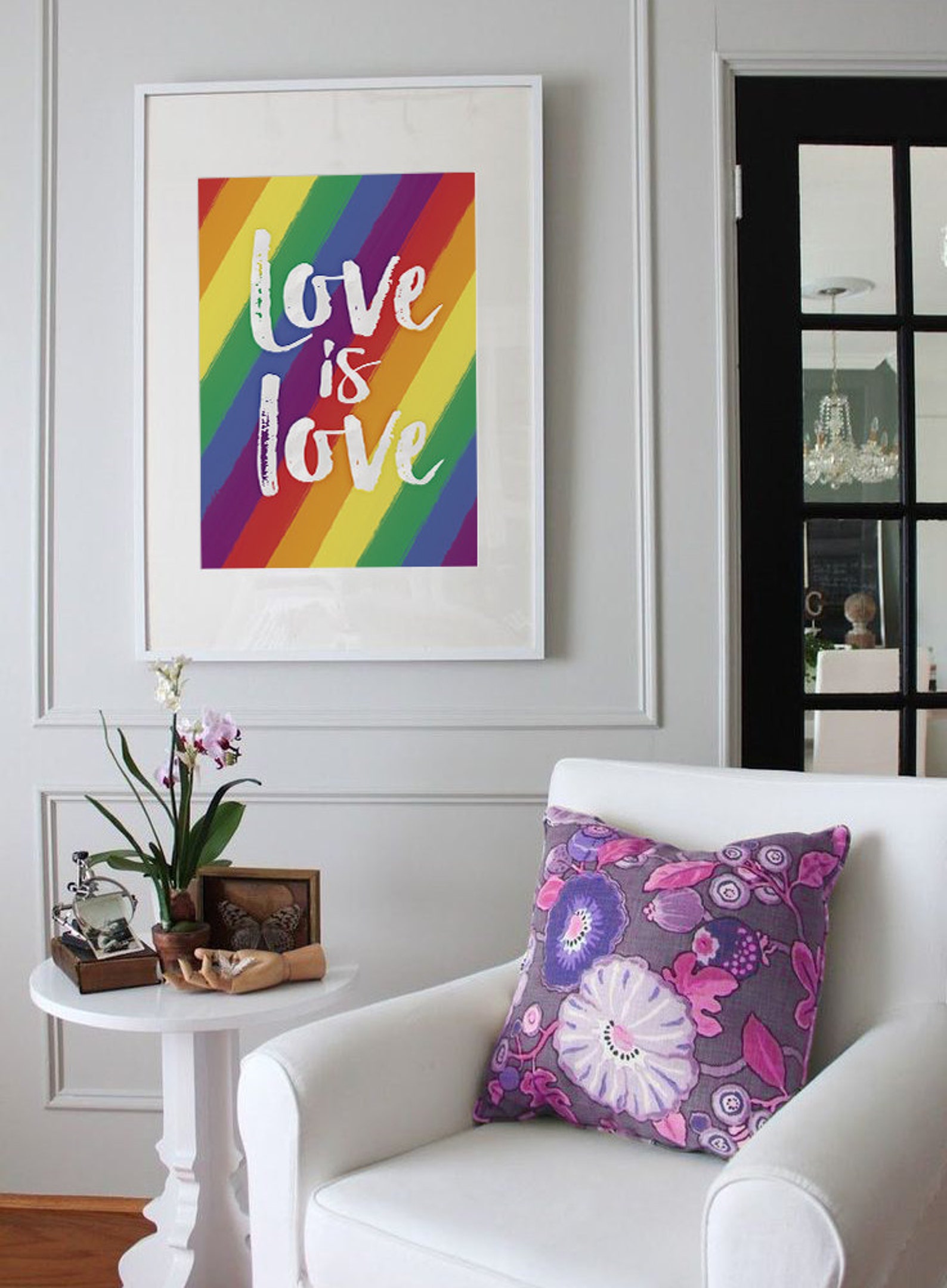 Love Is Love Gay Pride Large Printable Queer Art Rainbow Etsy