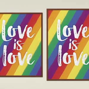 Love is Love, Gay Pride Large Printable Queer Art, Rainbow Flag, LGBT ...
