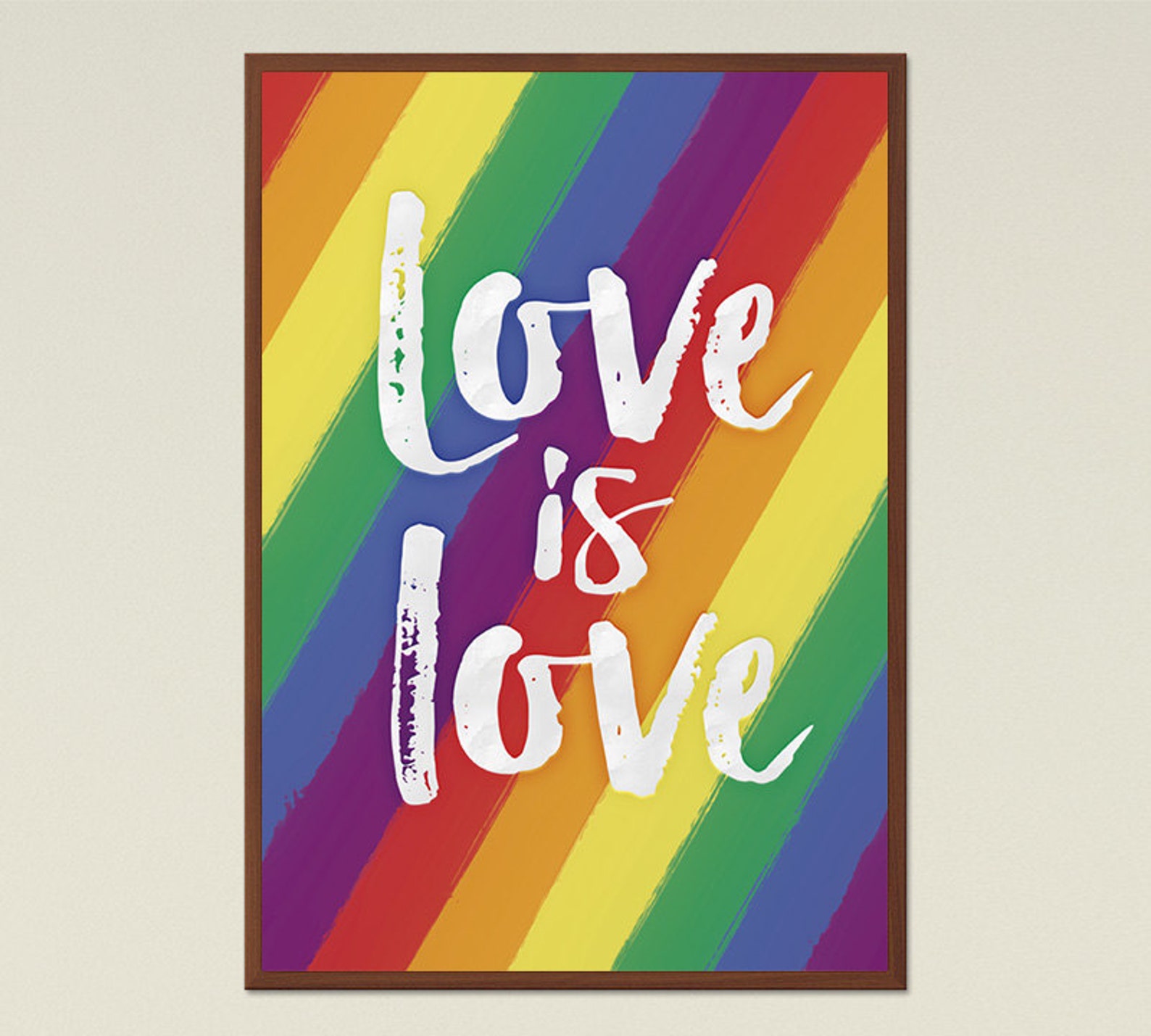 Love is Love, Gay Pride Large Printable Queer Art, Rainbow Flag, LGBT ...
