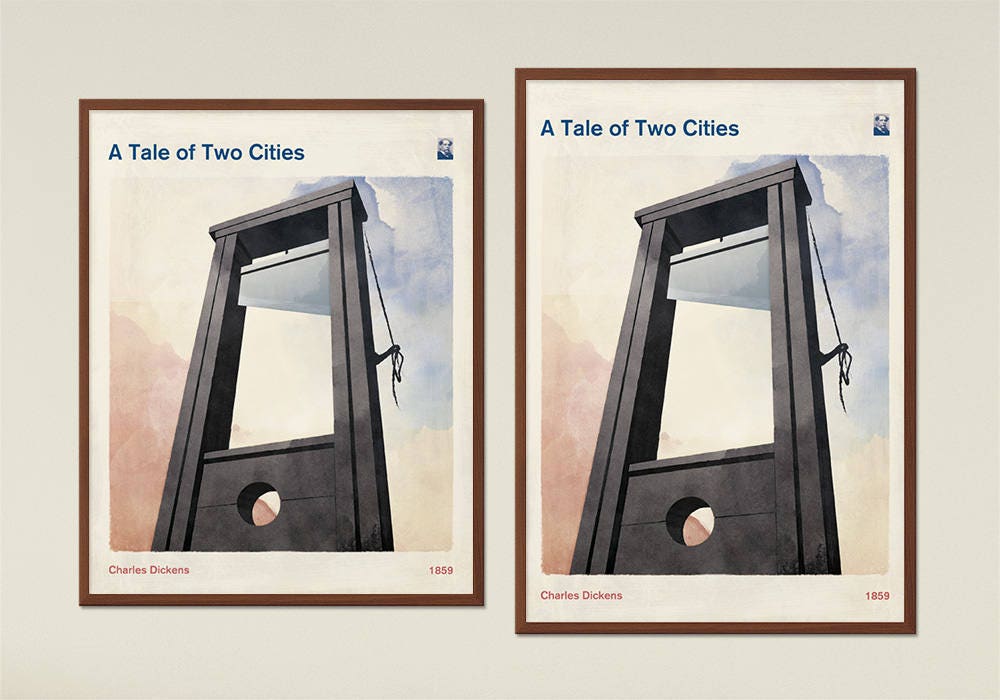 A Tale of Two Cities Charles Dickens Book Cover Poster | Etsy