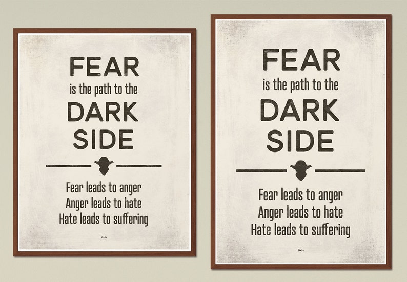 Star Wars "fear is the Path to the Dark Side" - Star Wars Quote Small ...