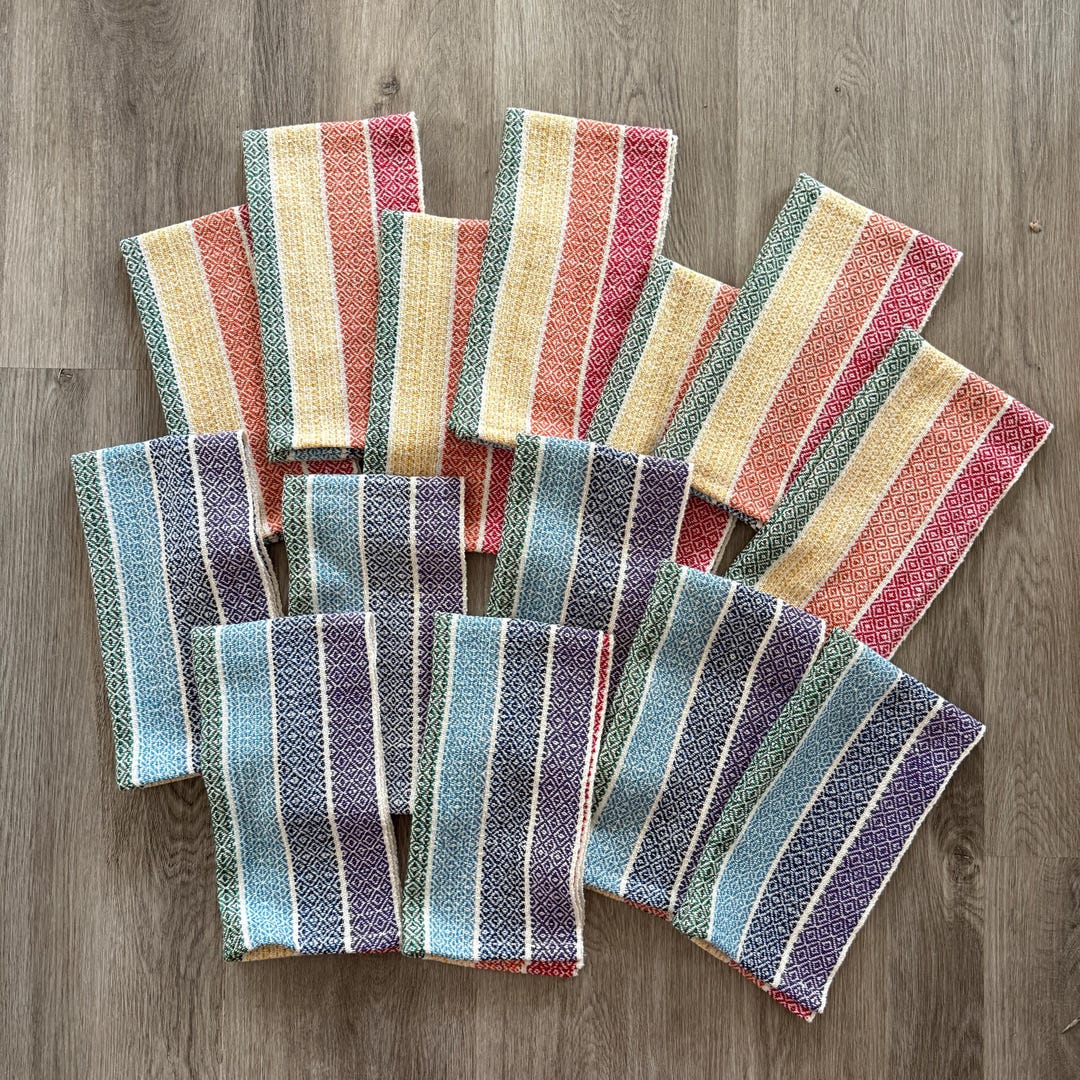 Rainbow Handwoven Cotton Linen Towels: Eco-friendly Kitchen & Bath - Etsy