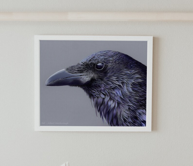 Raven Profile Portrait Fine Art Giclee Print 10x8ins - Etsy