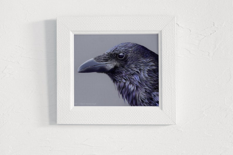 Raven Profile Portrait Fine Art Giclee Print 10x8ins - Etsy