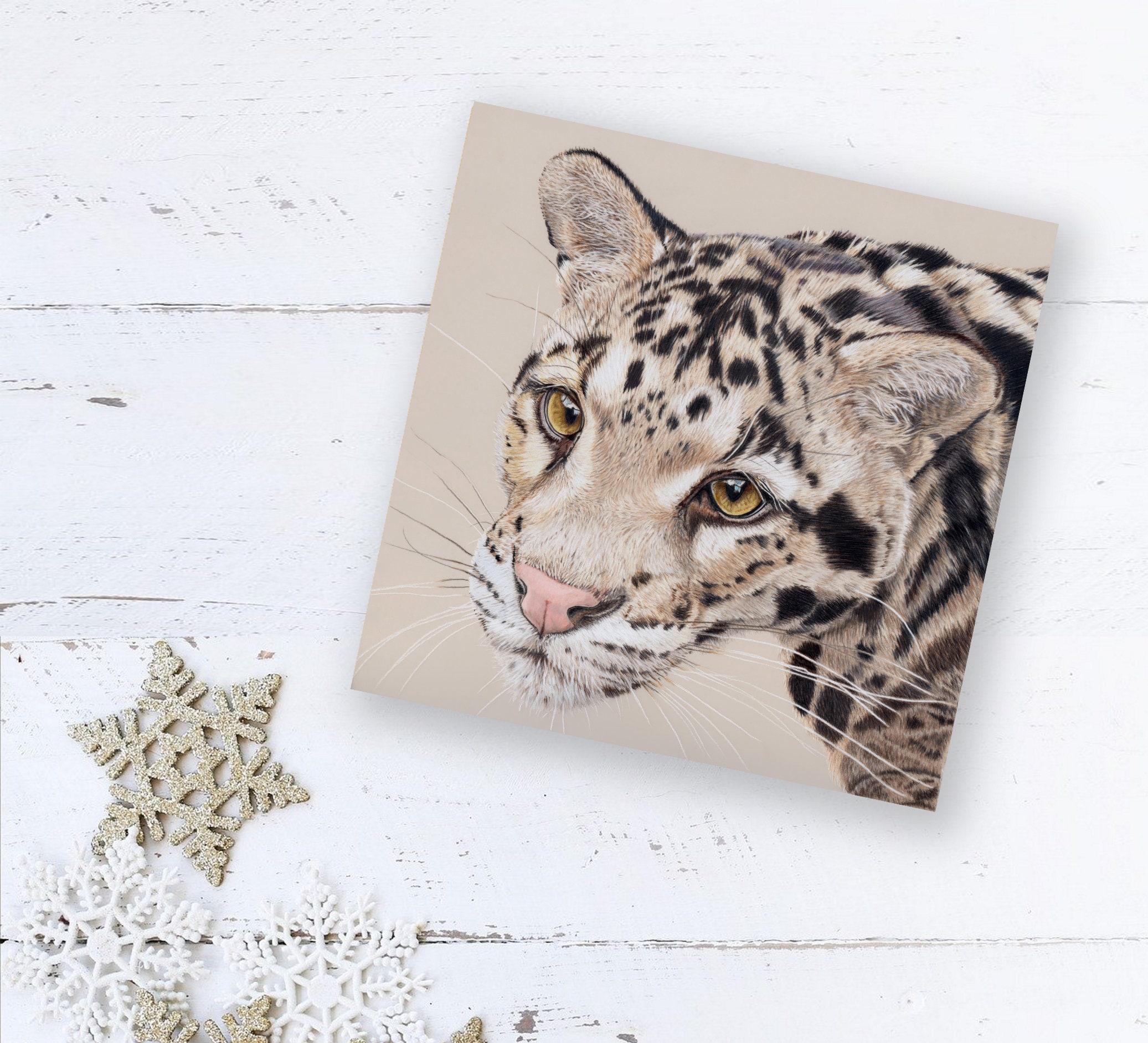 Clouded Leopard Blank Greetings Card Art Notelet - Etsy