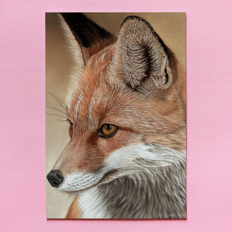 Pastel Red Fox Art Card - Blank Greetings Card - Etsy