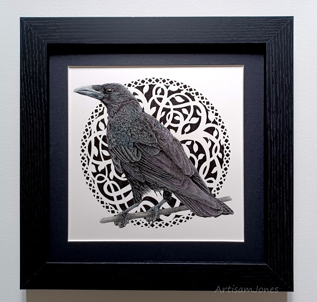Celtic Crow - Original Pen and Ink Drawing, Framed Ready to Hang. - Etsy UK