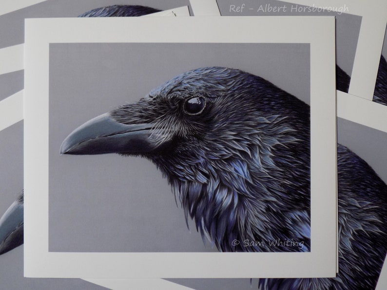Raven Profile Portrait Fine Art Giclee Print 10x8ins - Etsy
