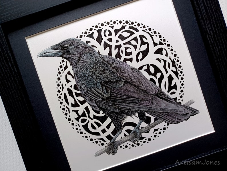 Celtic Crow - Original Pen and Ink Drawing, Framed Ready to Hang. - Etsy UK