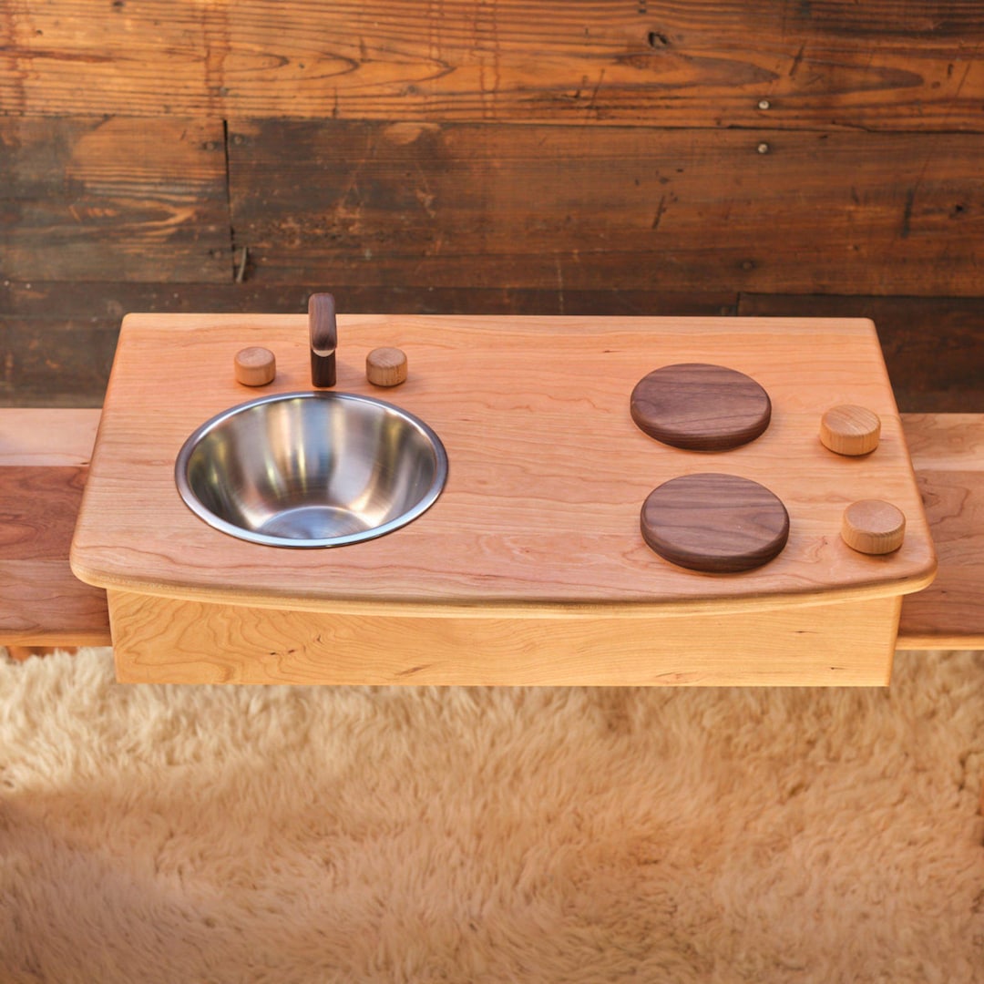 Cherry Wood Table Top Play Kitchen With Walnut Burners - Etsy