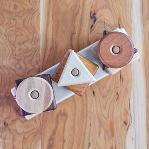 Trio Toddler Shape Stacker With 9 Wood Stacking Shapes Circles ...