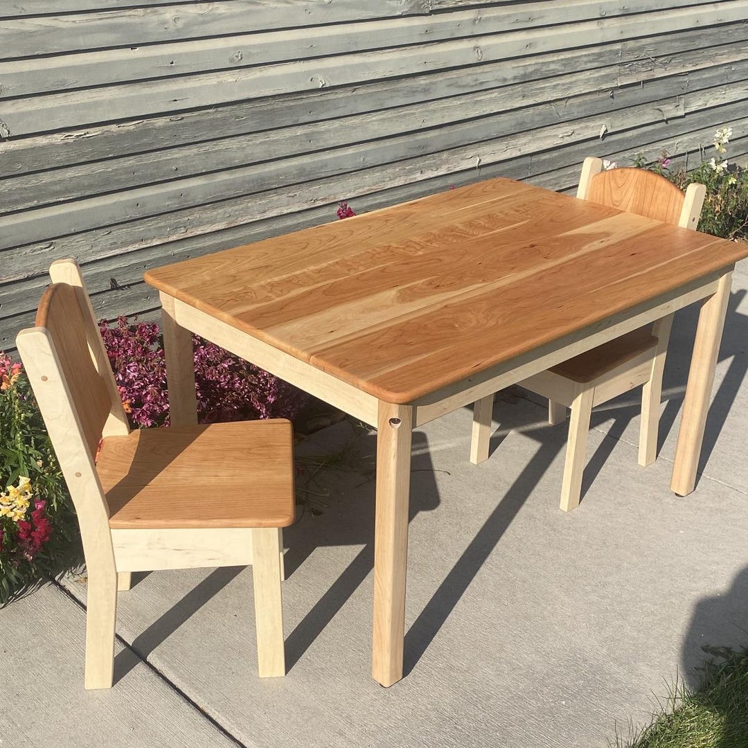 Solid Wood Child's Table: Cherry & Maple, Beeswax Finish - Camden Rose ...