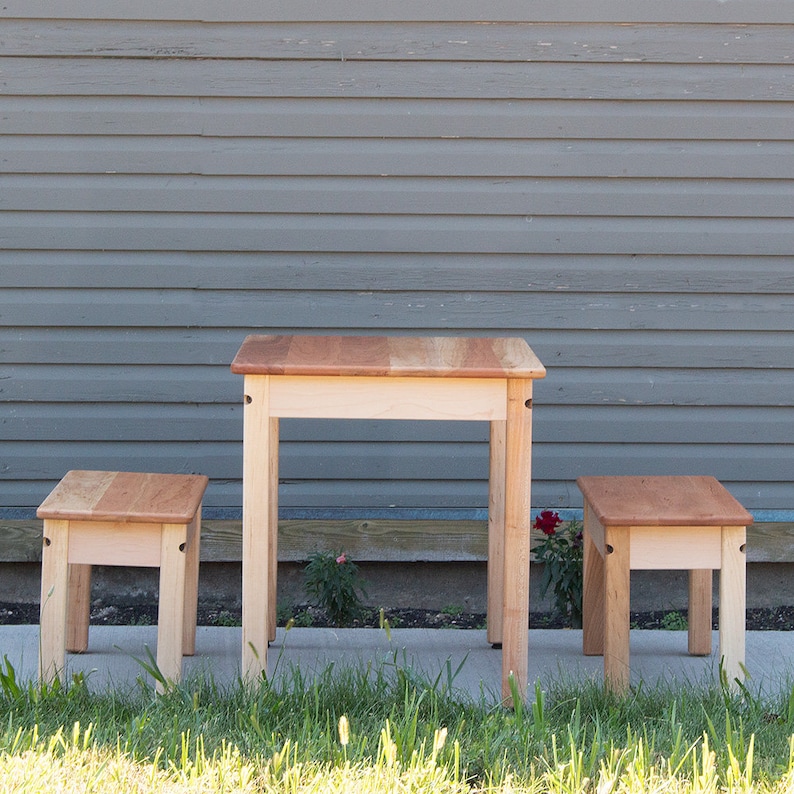 Simple Cherry & Maple Table With Two Benches - Etsy