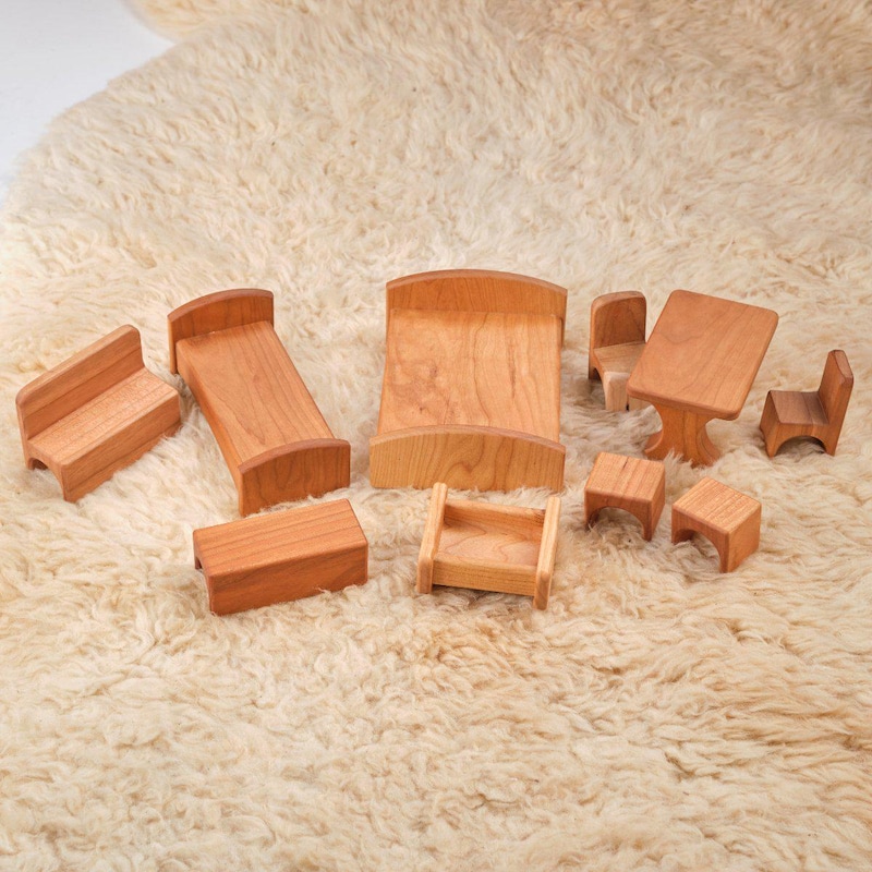 Wooden Dollhouse With Wood Furniture - Etsy