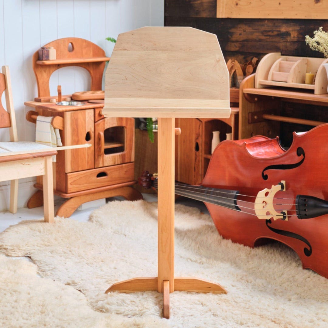 Cherry & Maple Wood Music Stand (with 28 Inch or 40 Inch Adjustment ...