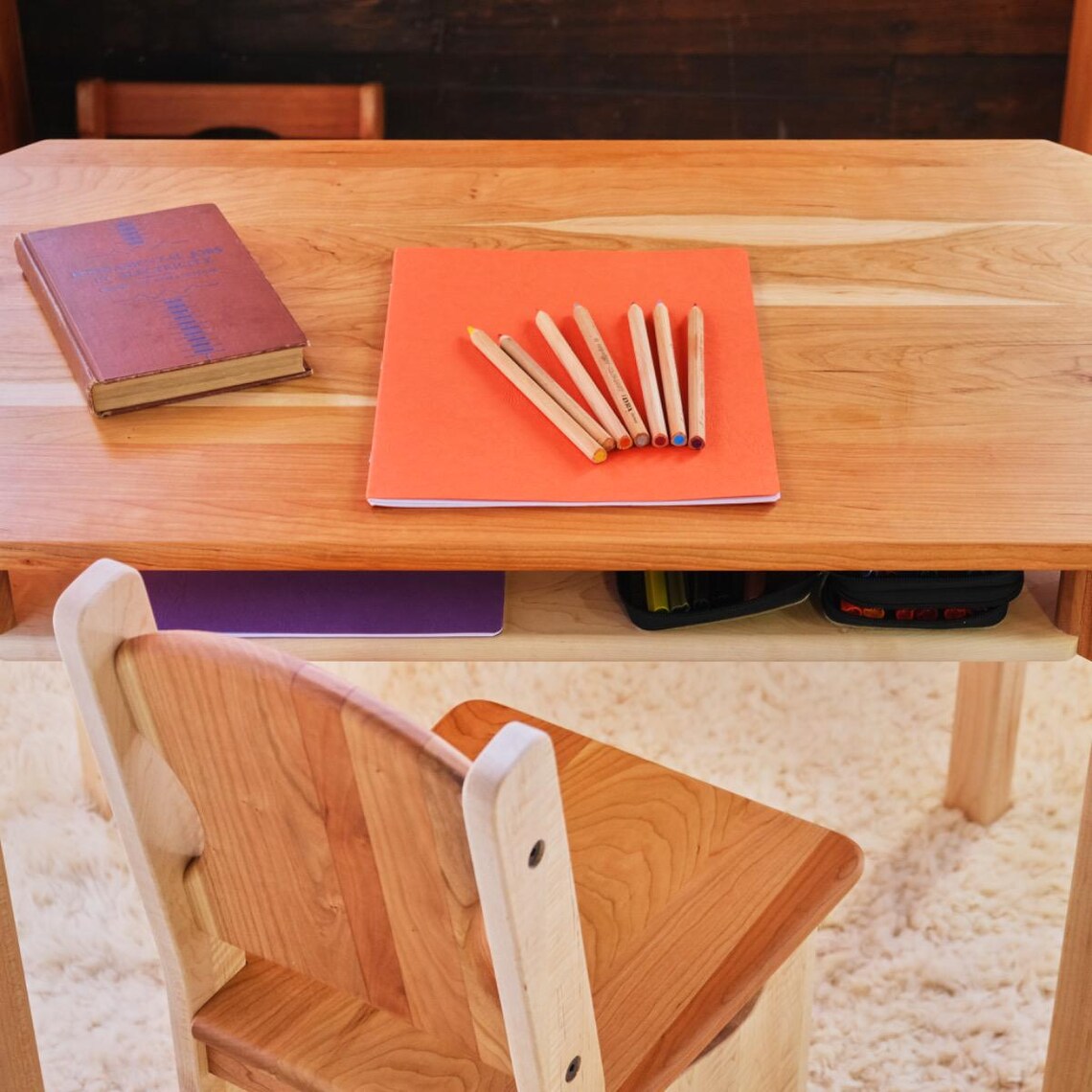 Children's Hardwood Farmhouse Table, Table With Chairs, or Farmhouse ...