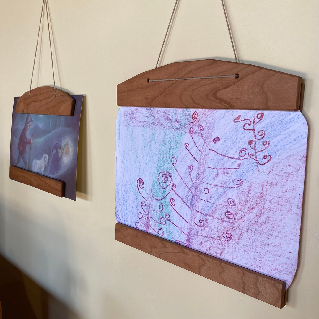 Cherry Wood Hanging Picture Frame With Magnets 2 Options Available - Etsy