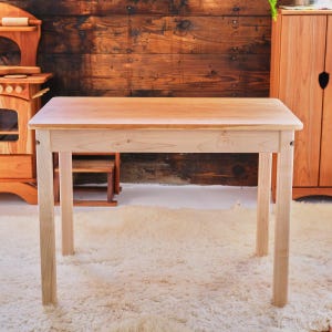 Simple Cherry & Maple Table With Two Benches - 24 1/2 X 33 X 21 3/4 ...