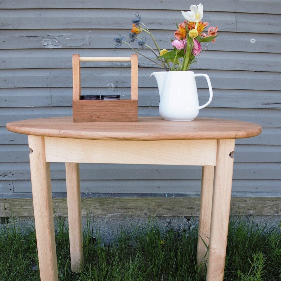 33 Round Cherry Wood Table With Maple Accents Adult or Child Height ...
