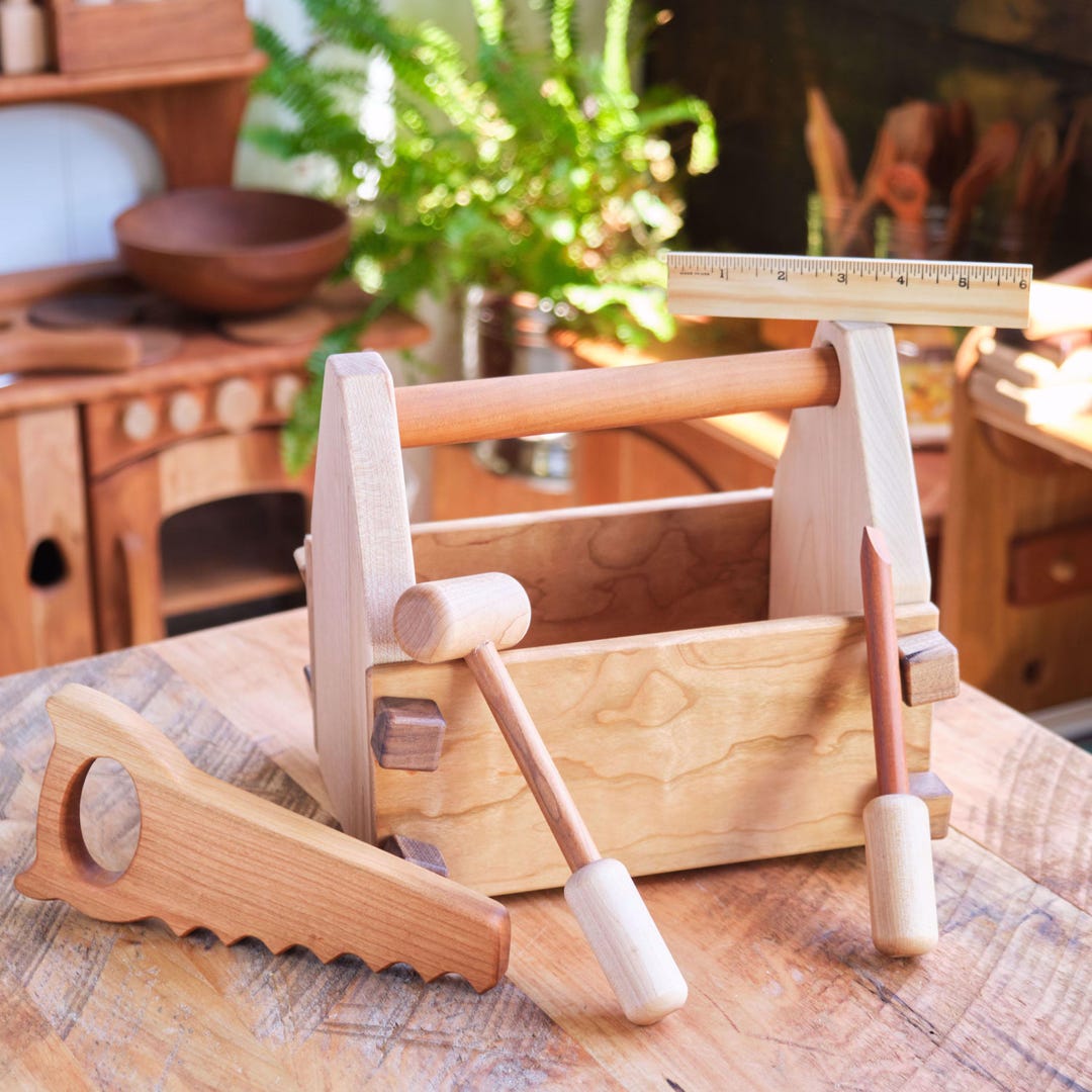 Hardwood Play Tool Box With Tools - Etsy