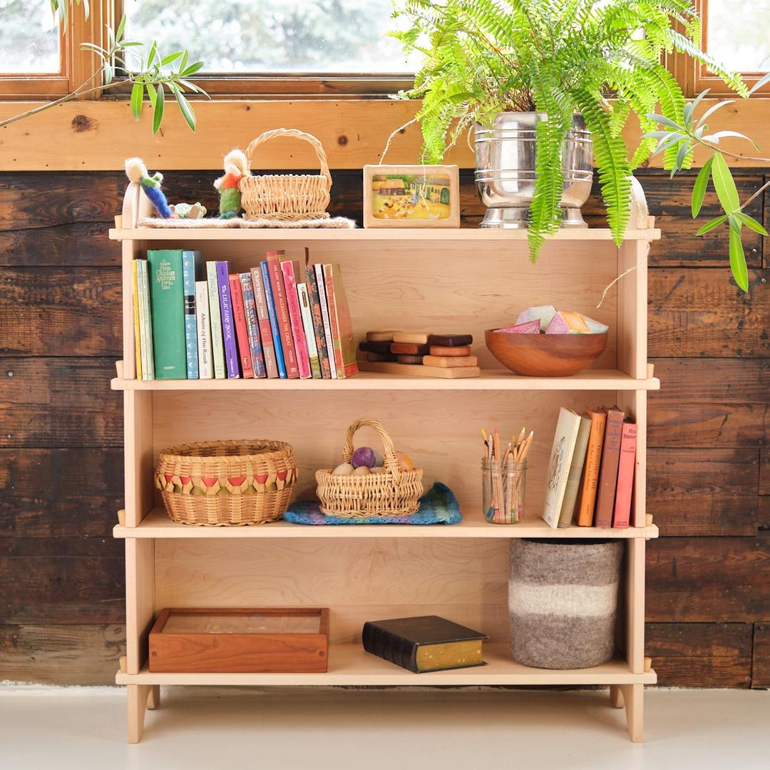 34 or 42 Inch Tall - Maple Wood Bookshelf With Solid Wood Back Panels ...