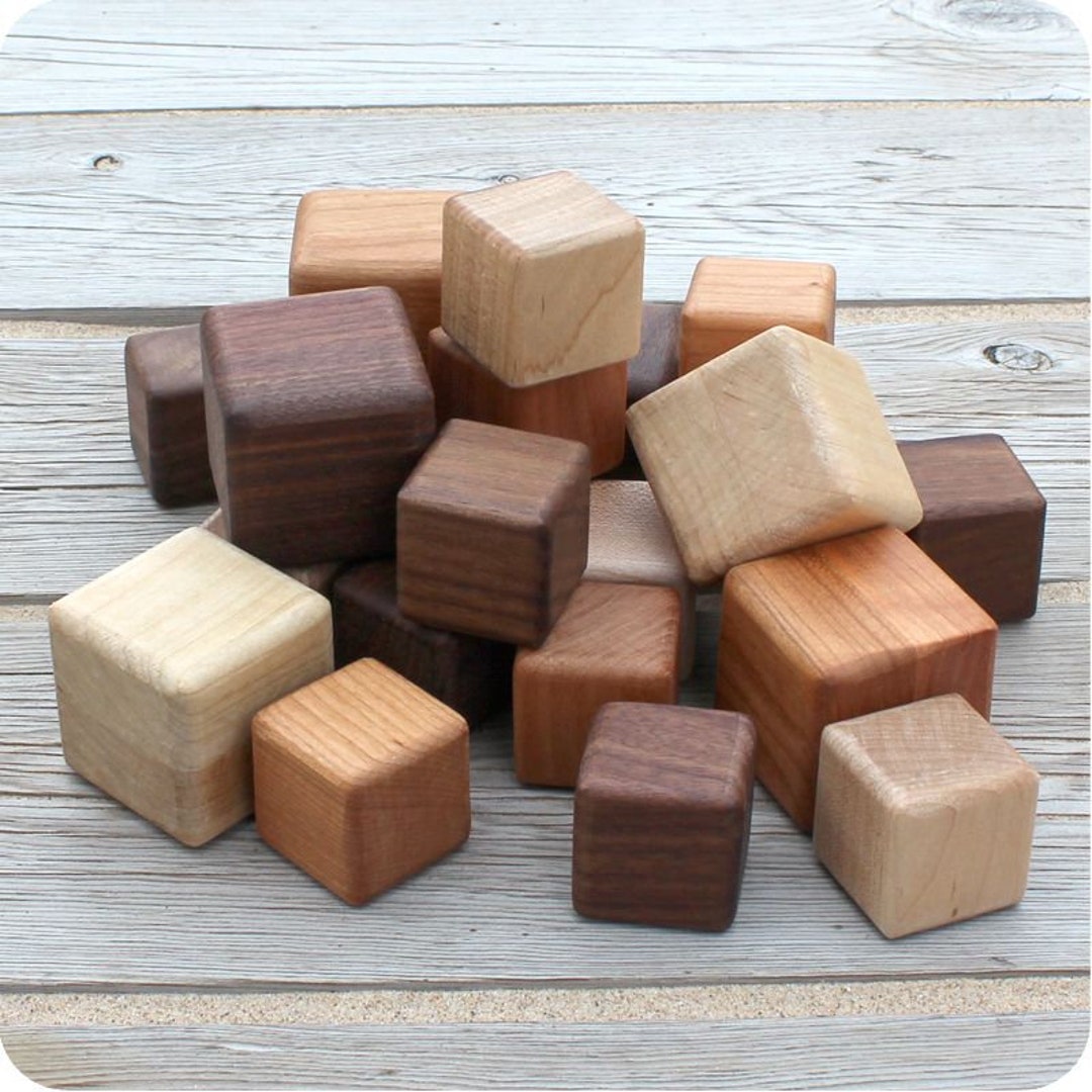 Wood Building Blocks, 24 Pieces, Tri-color & Multi-size - Etsy