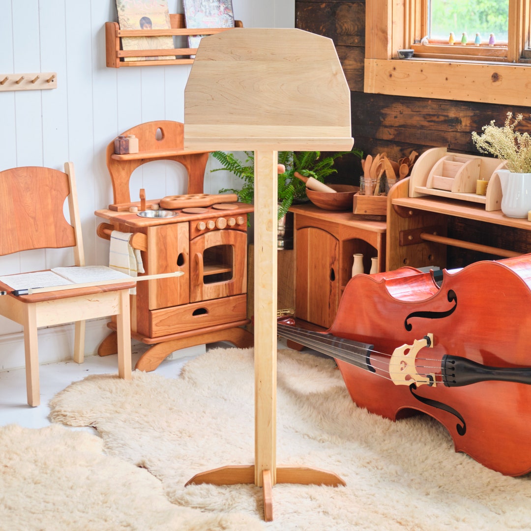 Cherry & Maple Wood Music Stand with 28 or 40 Adjustment Stem - Etsy