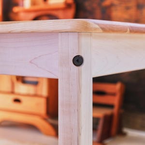 Simple Cherry & Maple Table With Two Benches - 24 1/2 X 33 X 21 3/4 ...