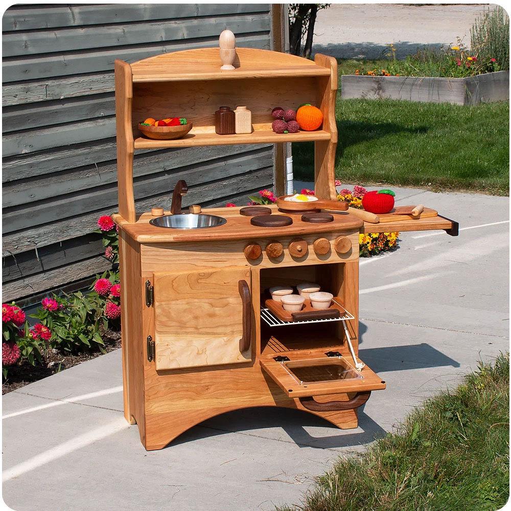 Simple Hearth Wood Play Kitchen Cherry Wood Etsy Canada