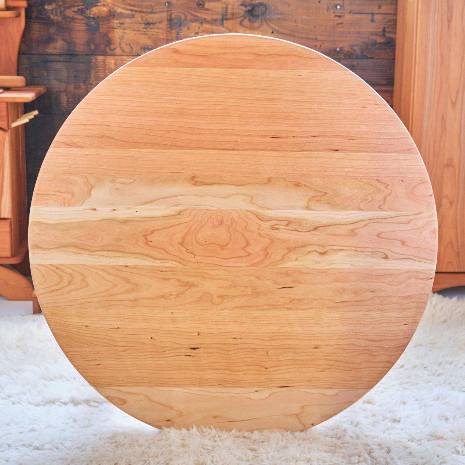 33 Inch Round Cherry Wood Table With Maple Accents - Adult or Child ...