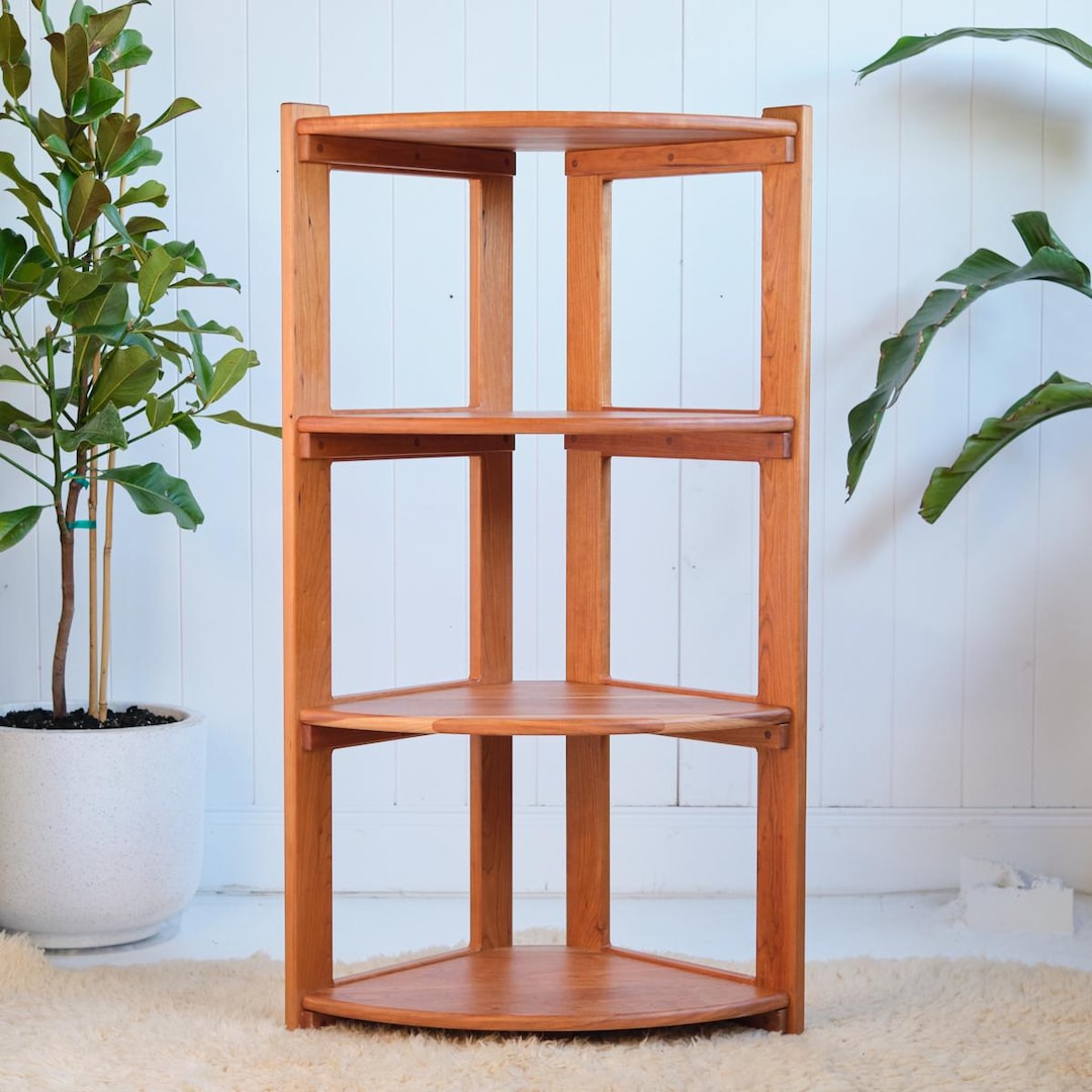 Cherry Wood Corner Shelf: 4-tier Open Shelving (44 3/4 Inch Height) - Etsy