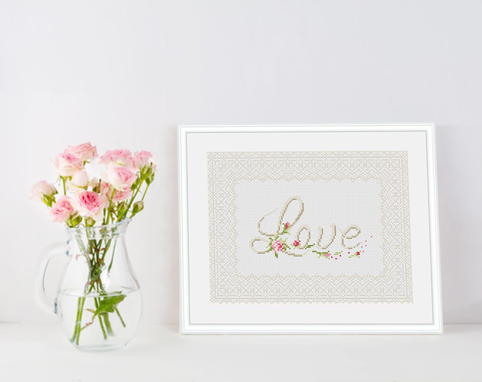 Love Wedding Cross Stitch Pattern Rose Cross Stitch | Etsy