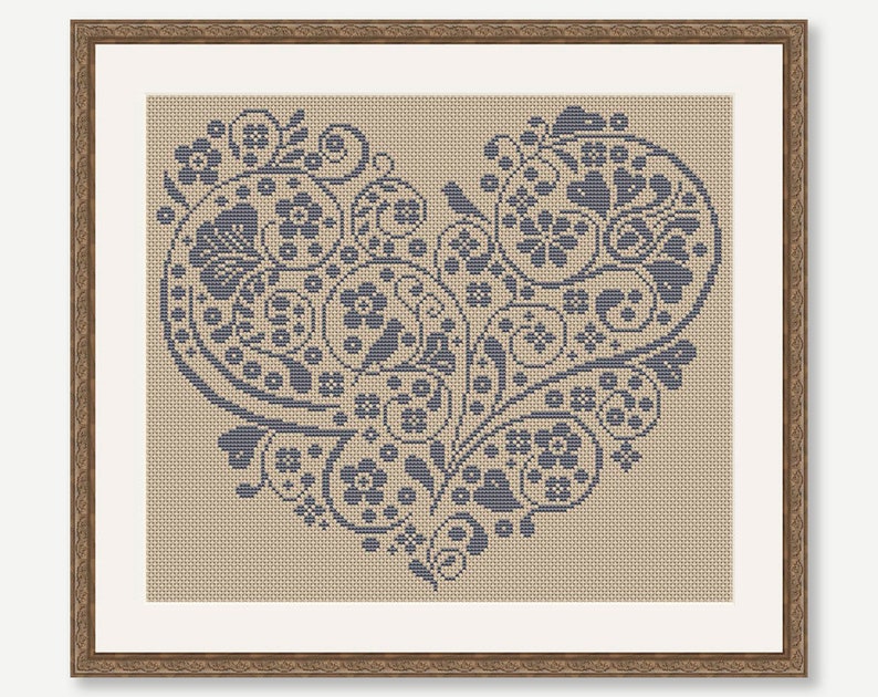 Scheme for Cross Stitch Wedding Cross Stitch Pattern Heart - Etsy