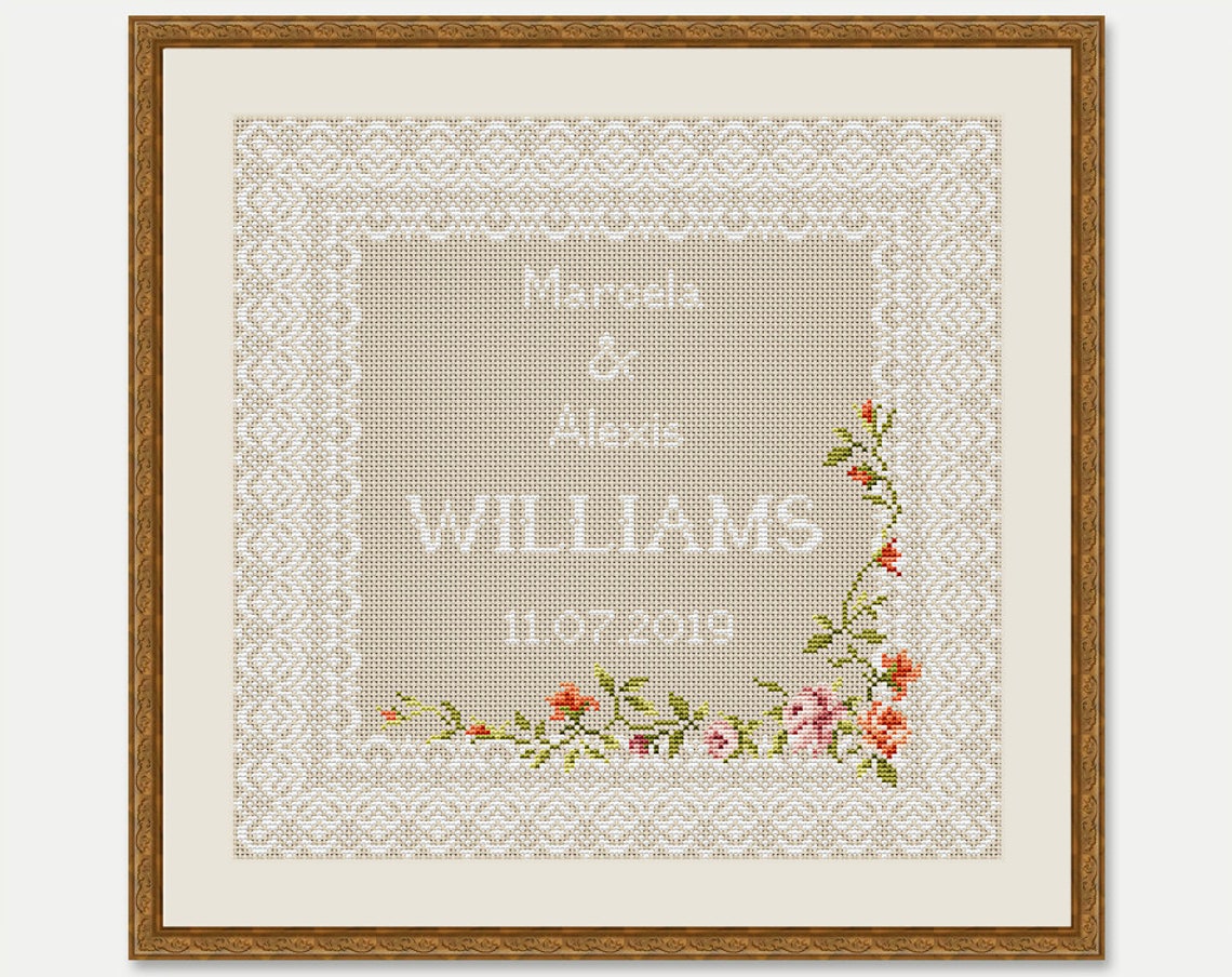 Wedding Cross Stitch Pattern Personalized Cross Stitch - Etsy