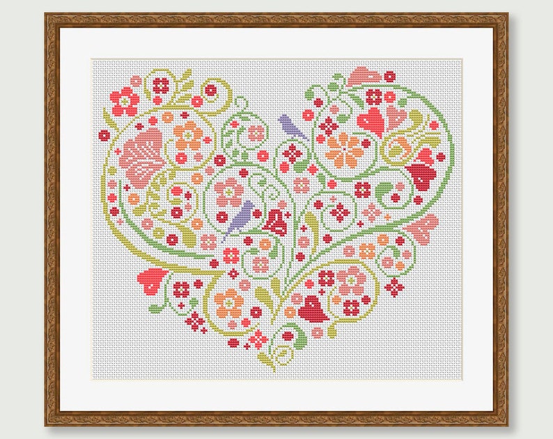 Scheme for Cross Stitch Wedding Cross Stitch Pattern Heart - Etsy