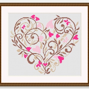 Heart Cross Stitch - Wedding Cross Stitch Pattern - Scheme for Cross ...