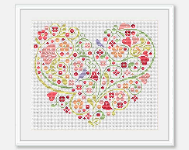 Scheme for Cross Stitch Wedding Cross Stitch Pattern Heart - Etsy