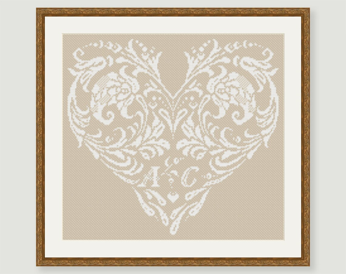 Scheme for Cross Stitch - Cross Stitch Pattern - Wedding Gift- Heart ...